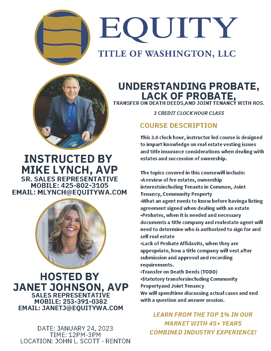 Estate Sales & Tenants & 3 FREE CLOCK HOURS - John L. Scott Kent-Renton ...