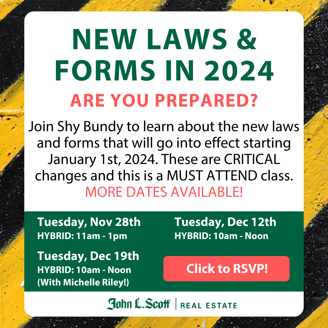 New Laws & Forms in 2024 | CRITICAL MUST ATTEND - John L. Scott Kent ...
